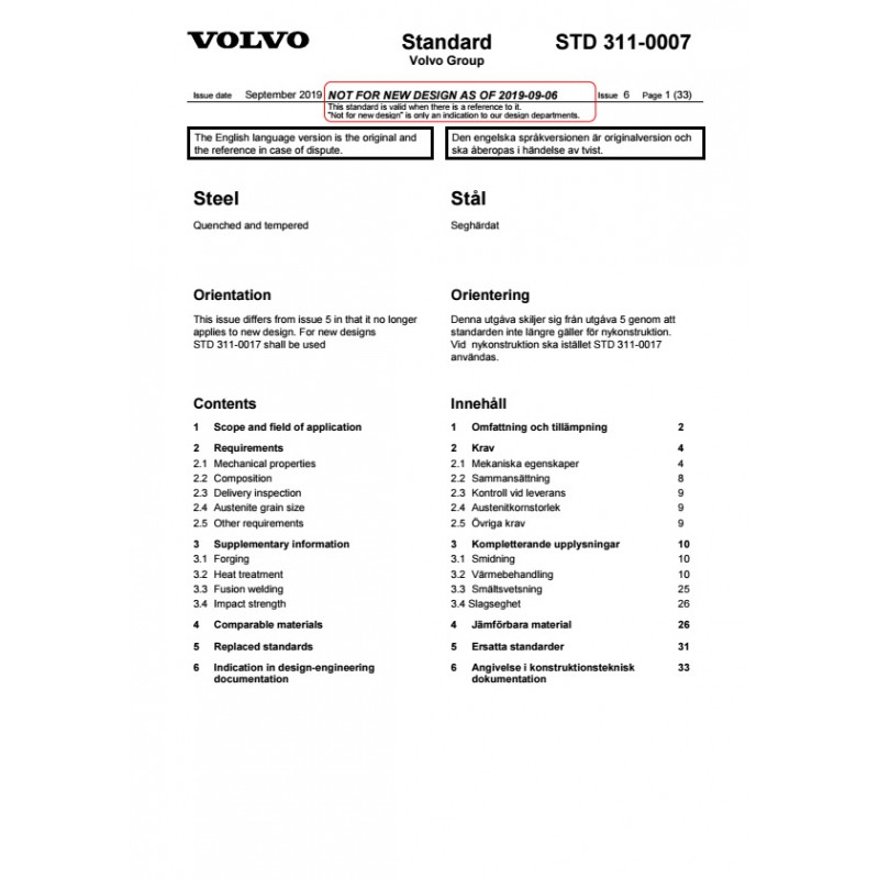 VOLVO STD 311-0007 0